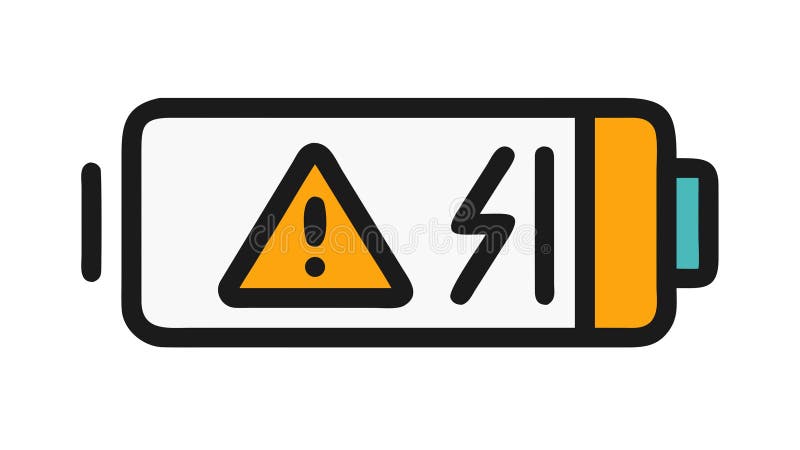 Battery Warning Exclamation Icon, Power Hazard Alert, Vector Design ...