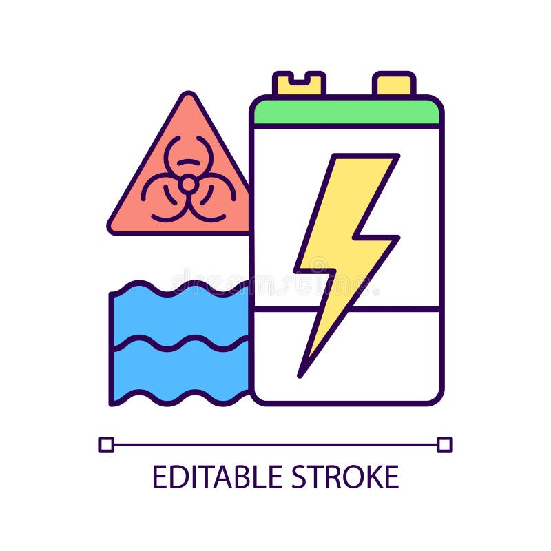 Battery Water Contamination Threat RGB Color Icon Stock Vector ... Battery Water Contamination Threat RGB Color Icon Stock Vector ...