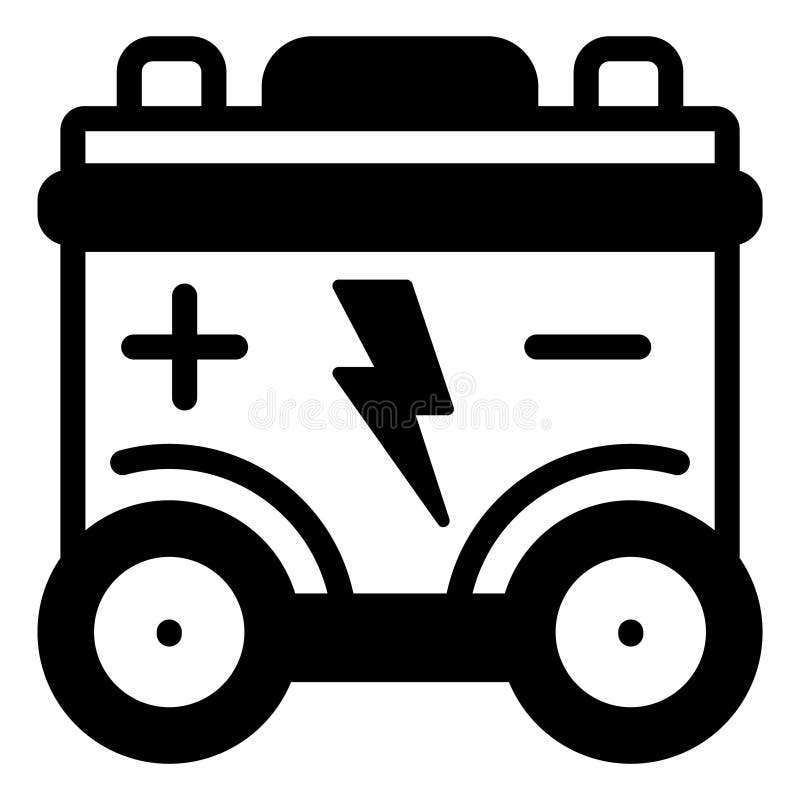 Battery on Wheels Solid Icon, Energy Rechargeable Concept. Vector ...