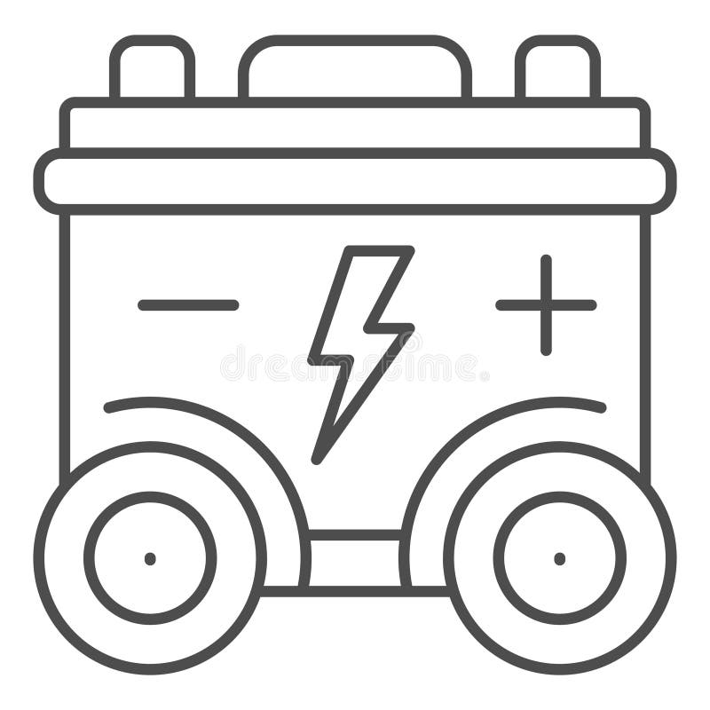 Battery on Wheels Thin Line Icon, Energy Rechargeable Concept. Vector ...