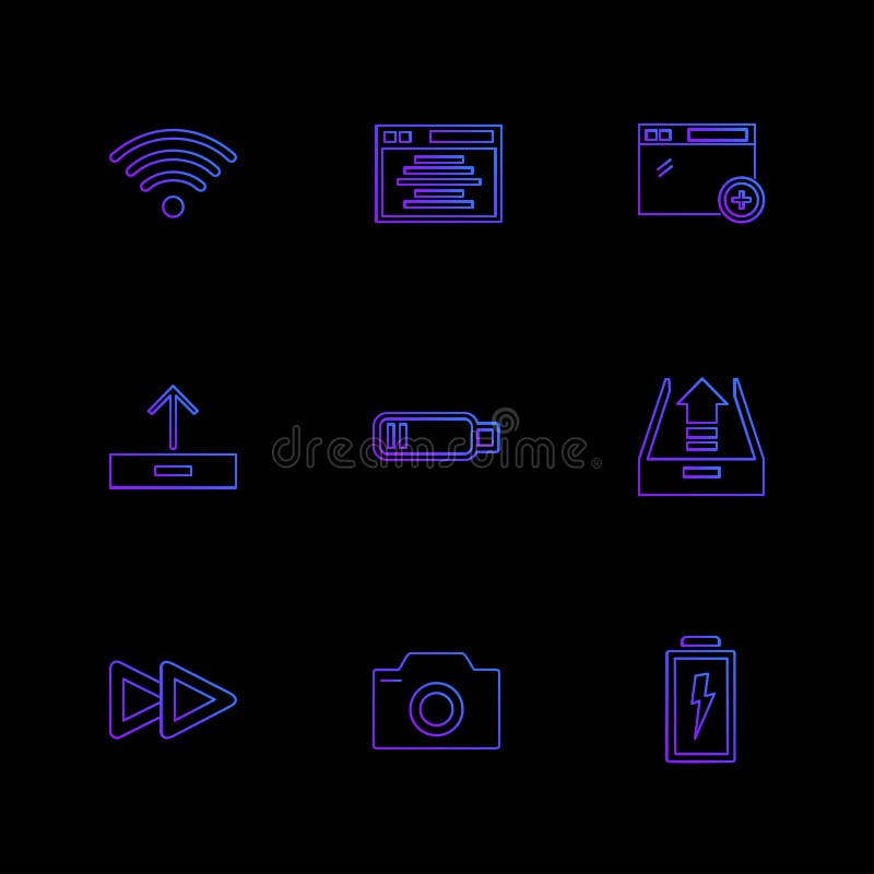 Battery , Wifi , Network , Infrared , Signals , Web , User Inter Stock ...
