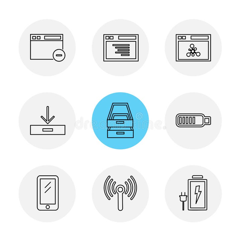 Battery , Wifi , Network , Infrared , Signals , Web , User Inter Stock ...