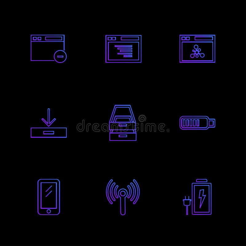 Battery , Wifi , Network , Infrared , Signals , Web , User Inter Stock ...