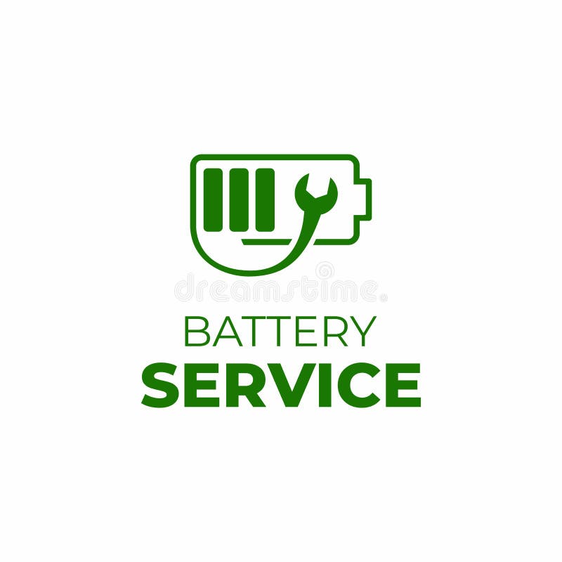 Battery Service Logo Template. Battery and Wrench Sign. Battery Cell ...