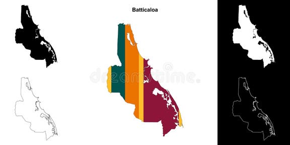 Batticaloa outline map stock vector. Illustration of lanka - 356680643