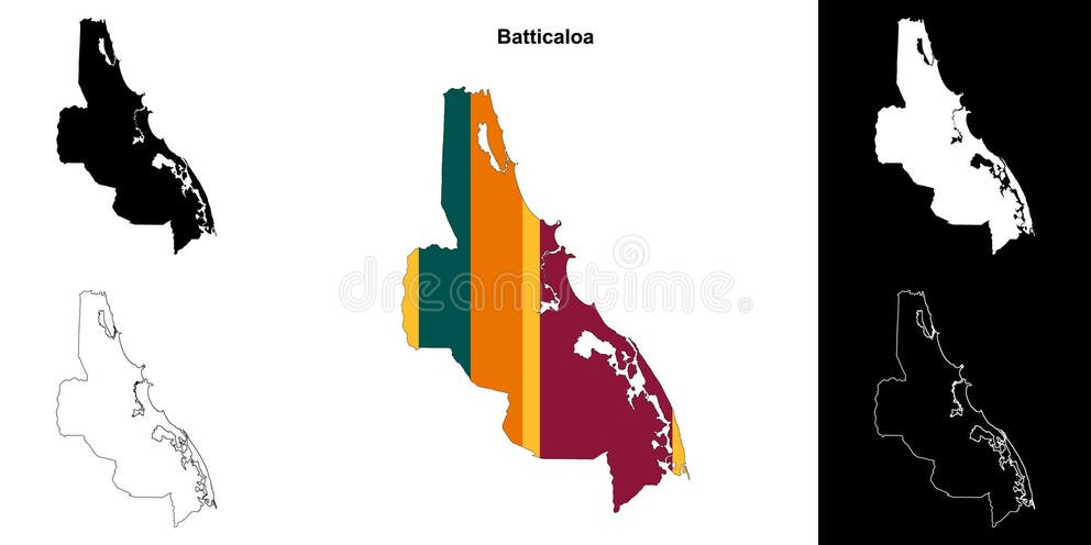 Batticaloa outline map stock vector. Illustration of lanka - 356680643