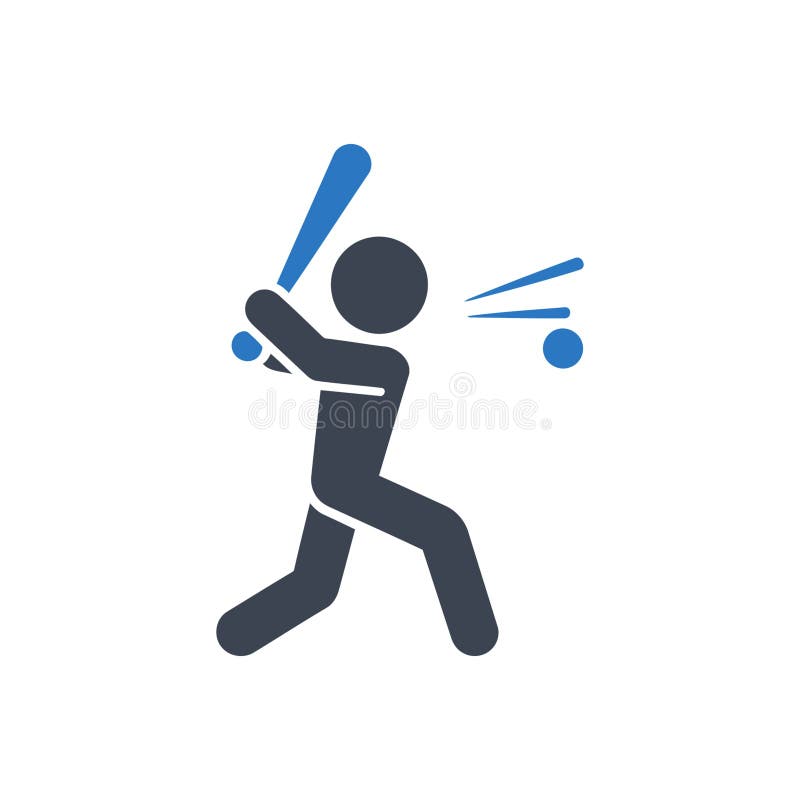 Batting Sports Icon stock vector. Illustration of vector - 375316421