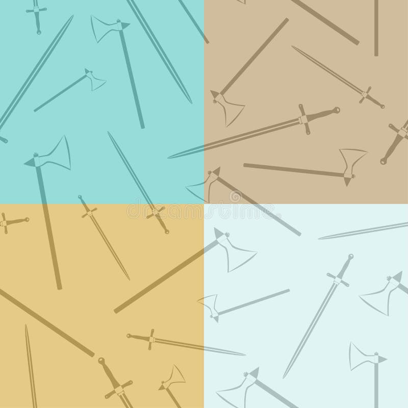 Battle Axe and Medieval Sword. Seamless Pattern. Weapon Texture Stock ...