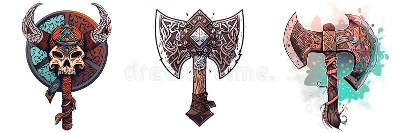 Battle Axe Viking Logo 2D AI Generated Stock Illustration ...