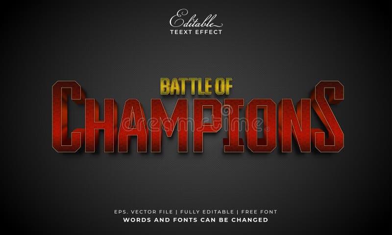 Battle of Champions Editable Text Effect Stock Vector - Illustration of ...