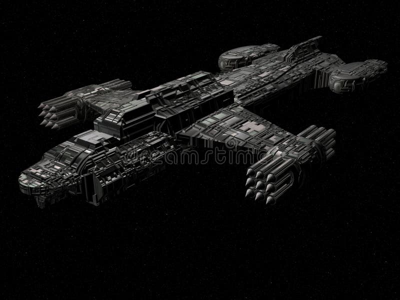 Spaceship Battle Cruiser Assault Stock Illustration - Illustration of ...