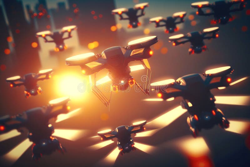 Battle Drones War. Created with Generative AI Technology Stock ...