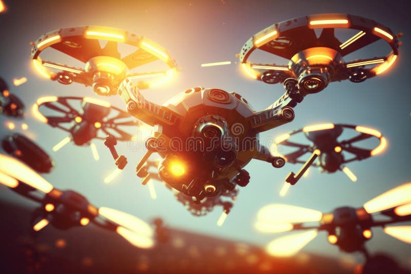 Battle Drones War. Created with Generative AI Technology Stock ...