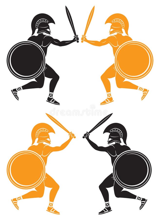 Battle of gladiators stock vector. Illustration of meander - 26131588