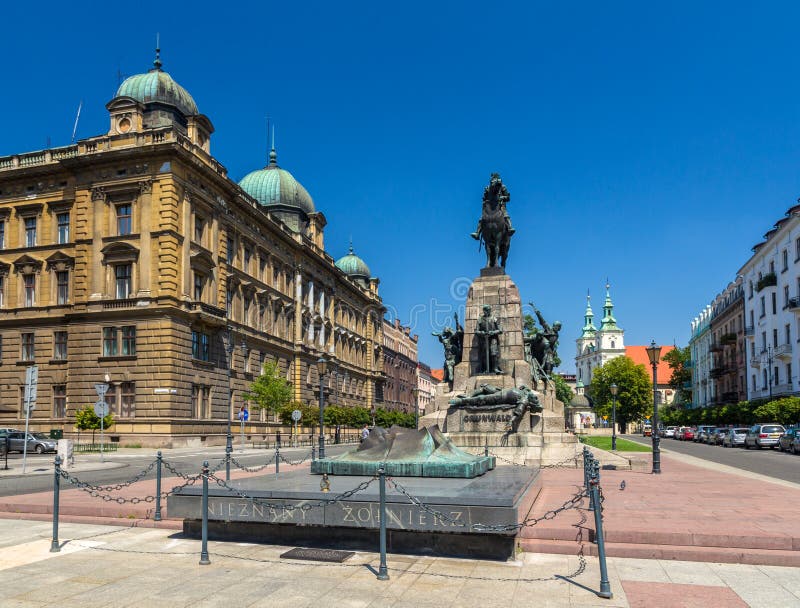 Battle of Grunwald Monument in Krakow, Poland Stock Photo - Image of ...