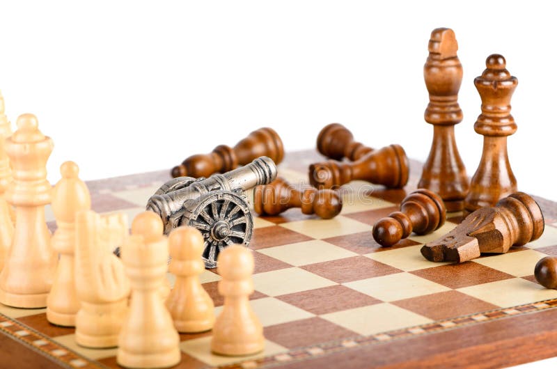 Battle With A Gun On A Chess Board Stock Image - Image: 32989725