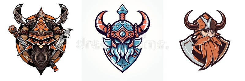 Battle Helmet Warrior Viking Logo 2D AI Generated Stock Illustration ...