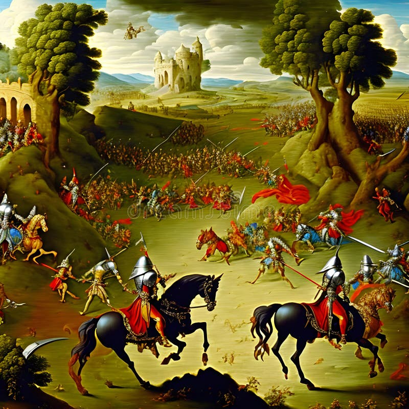 Battle of Knights, Generative AI Illustration Stock Illustration ...