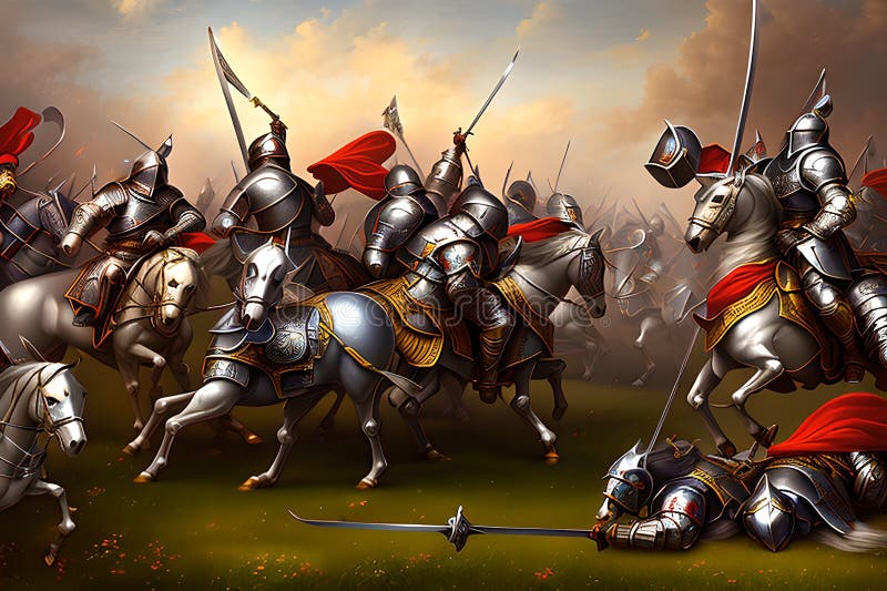 Battle of Knights, Generative AI Illustration Stock Photo - Image of ...