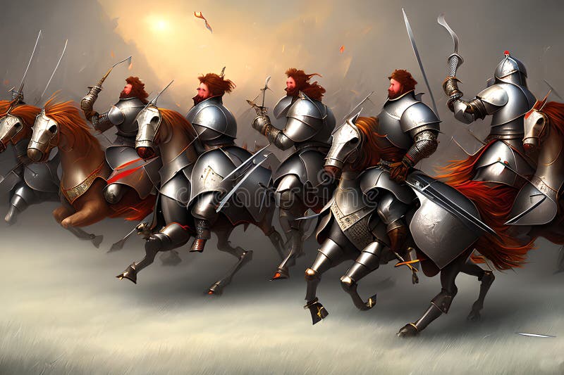 Battle of Knights, Generative AI Illustration Stock Illustration ...