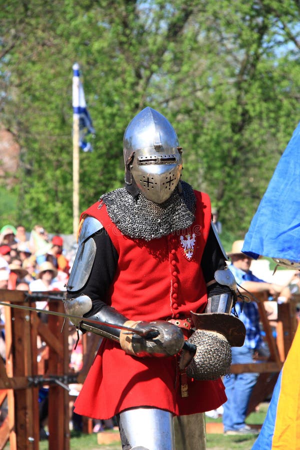 Polish Knight Stands in a Fighting Stance Editorial Stock Image - Image ...