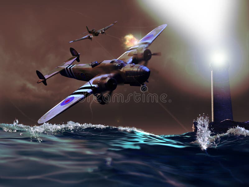 Battle over the ocean stock illustration. Illustration of fire - 15422477