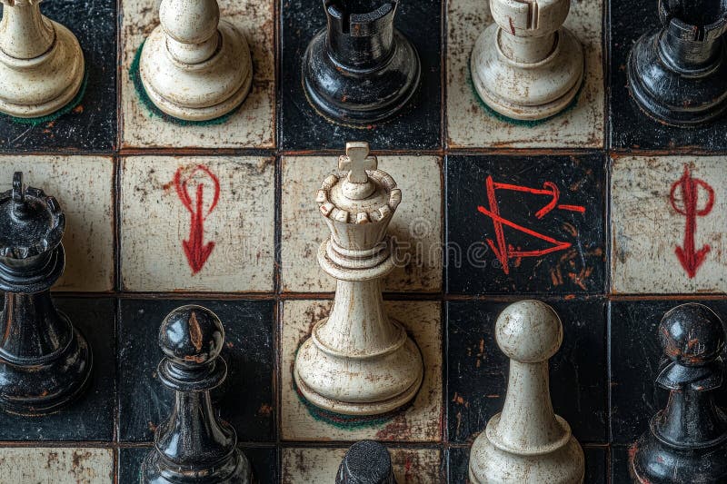 A Battle Plan is Laid Out on a White Strategy Board, Where Chess ...