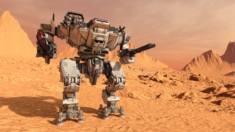 Battle robot stock illustration. Illustration of landscape - 65637895