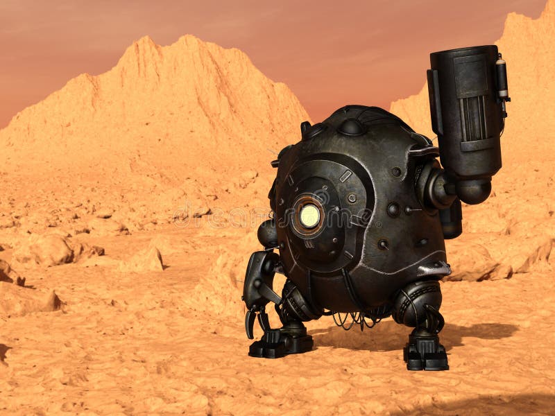 Battle robot stock illustration. Illustration of landscape - 63758710