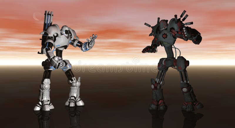 Battle Robot and cyborgs stock illustration. Illustration of metal ...