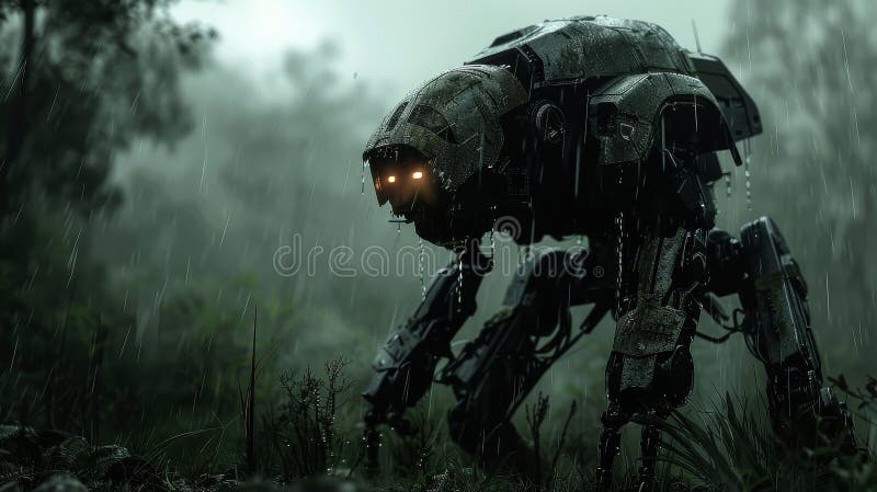 Battle between Robots and Humans Set in a Sci-fi Future Stock ...