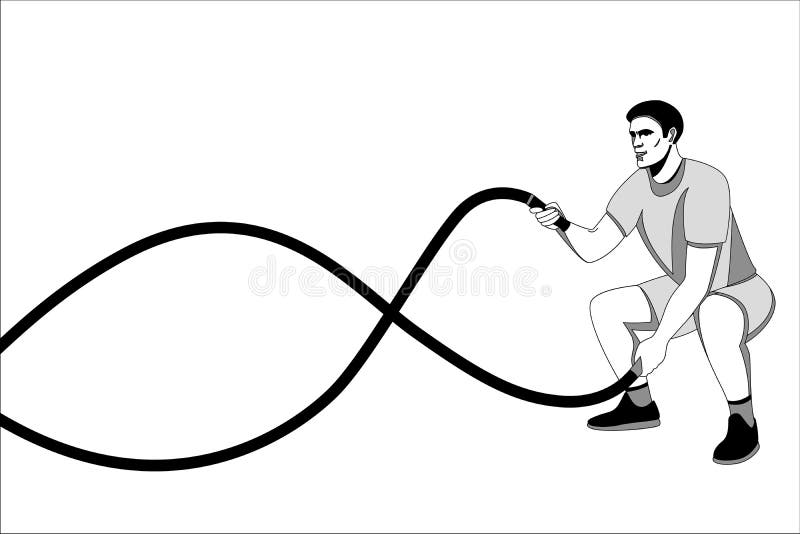 Battle Rope Workout,vector Illustration, Silhouette Stock Vector ...