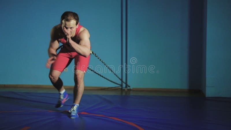 Battle Ropes Exercise in the Gym Slow Mo Stock Video - Video of ...