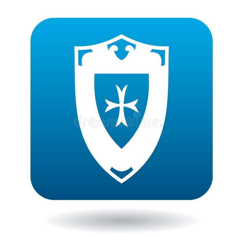 Battle Shield with Ornament Icon, Simple Style Stock Vector ...