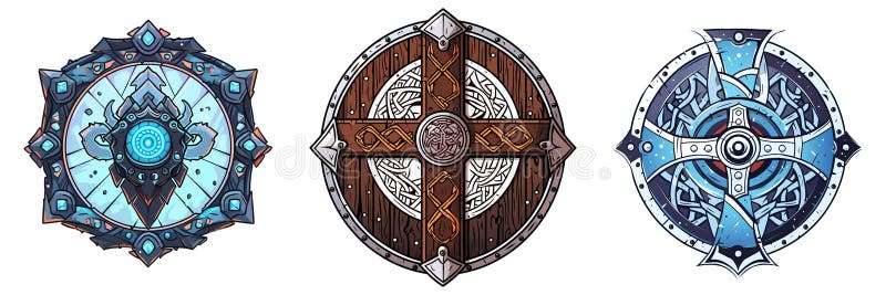 Battle Shield Warrior Viking Logo 2D AI Generated Stock Image - Image ...