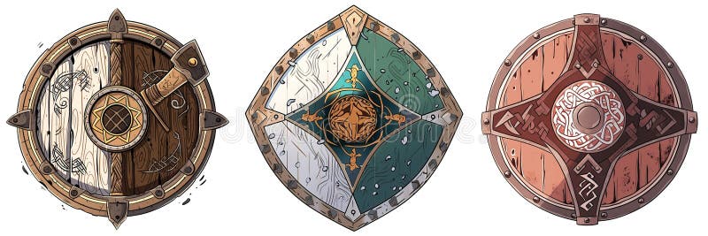 Battle Shield Warrior Viking Logo 2D AI Generated Stock Photo - Image ...