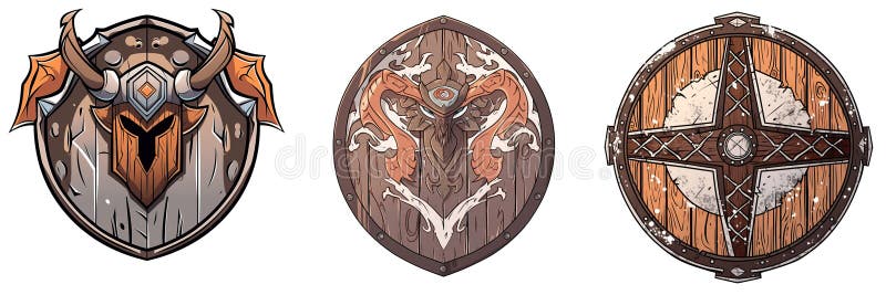 Battle Shield Warrior Viking Logo 2D AI Generated Stock Photo - Image ...