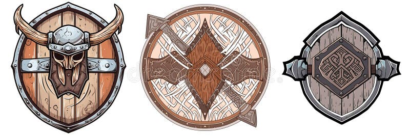 Battle Shield Warrior Viking Logo 2D AI Generated Stock Photo - Image ...