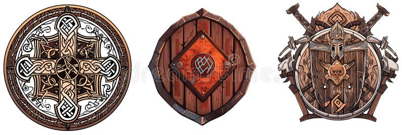 Battle Shield Warrior Viking Logo 2D AI Generated Stock Photo - Image ...
