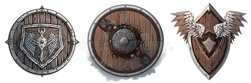 Battle Shield Warrior Viking Logo 2D AI Generated Stock Photo - Image ...