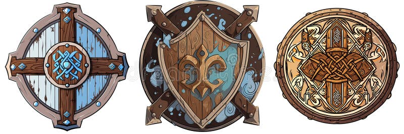 Battle Shield Warrior Viking Logo 2D AI Generated Stock Image - Image ...