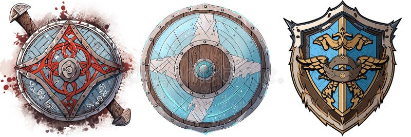 Battle Shield Warrior Viking Logo 2D AI Generated Stock Photo - Image ...