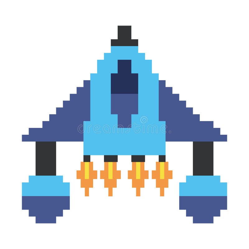 Battle ship pixels blue stock vector. Illustration of spaceship - 294680466