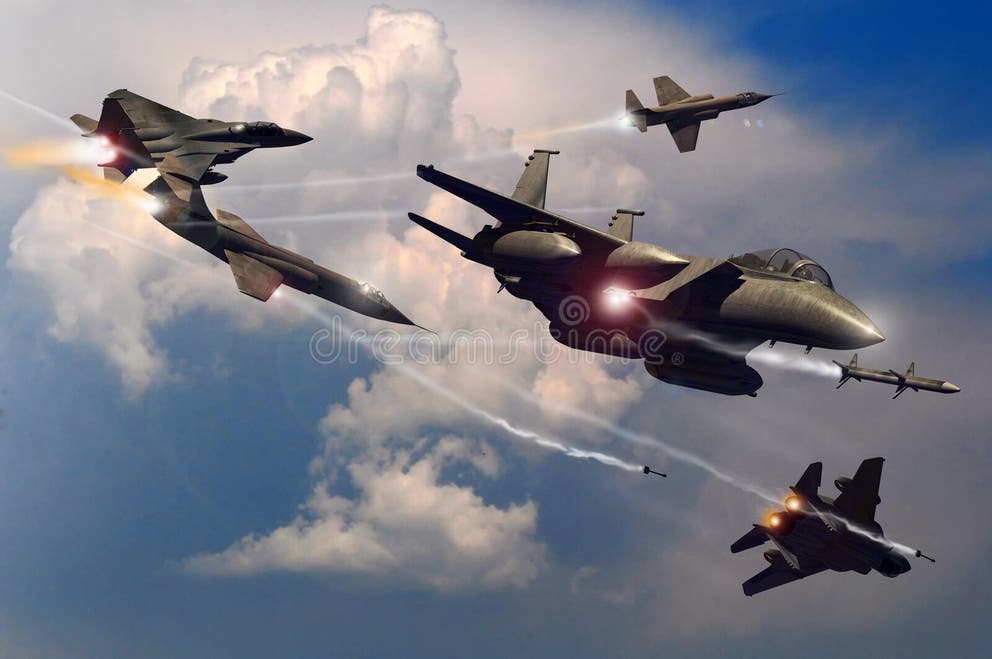 Battle in the sky stock illustration. Illustration of f104 - 12038764