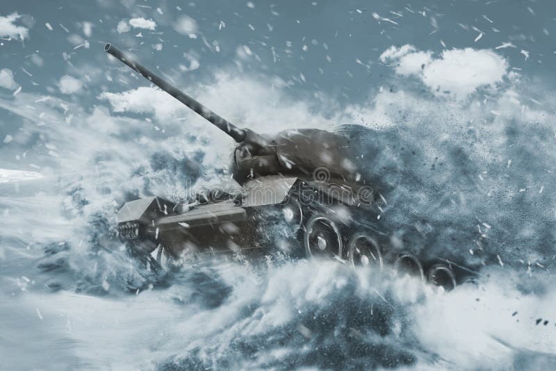 Battle Tank is Moving in the Snow Storm Stock Photo - Image of mission ...