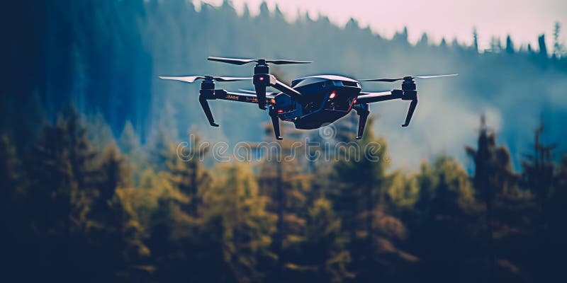 Battle Testing Reconnaissance Drone Aerial System Flying Over Forest ...