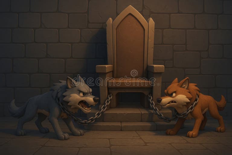 Battle for the Throne, Two Wolves Chained. Stock Photo - Image of ...