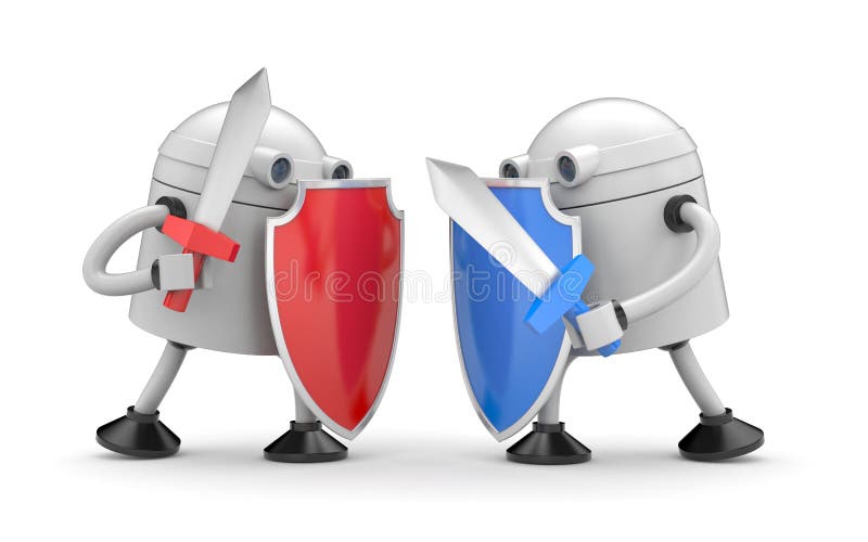 The battle of two robots stock illustration. Illustration of attack ...