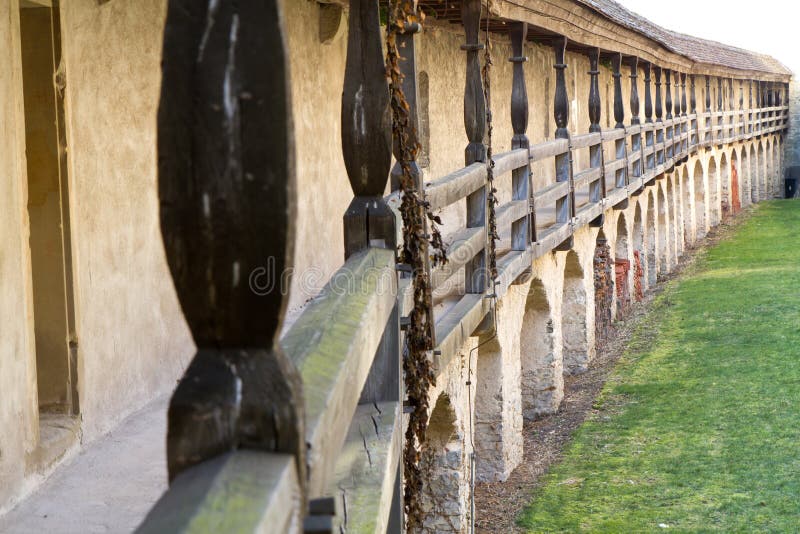 Battlement Walkway Inside Comburg Castle Stock Image - Image of defense ...