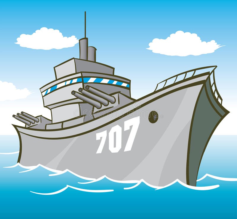 World War Two Battleship Cartoon Stock Vector - Illustration of cannon ...